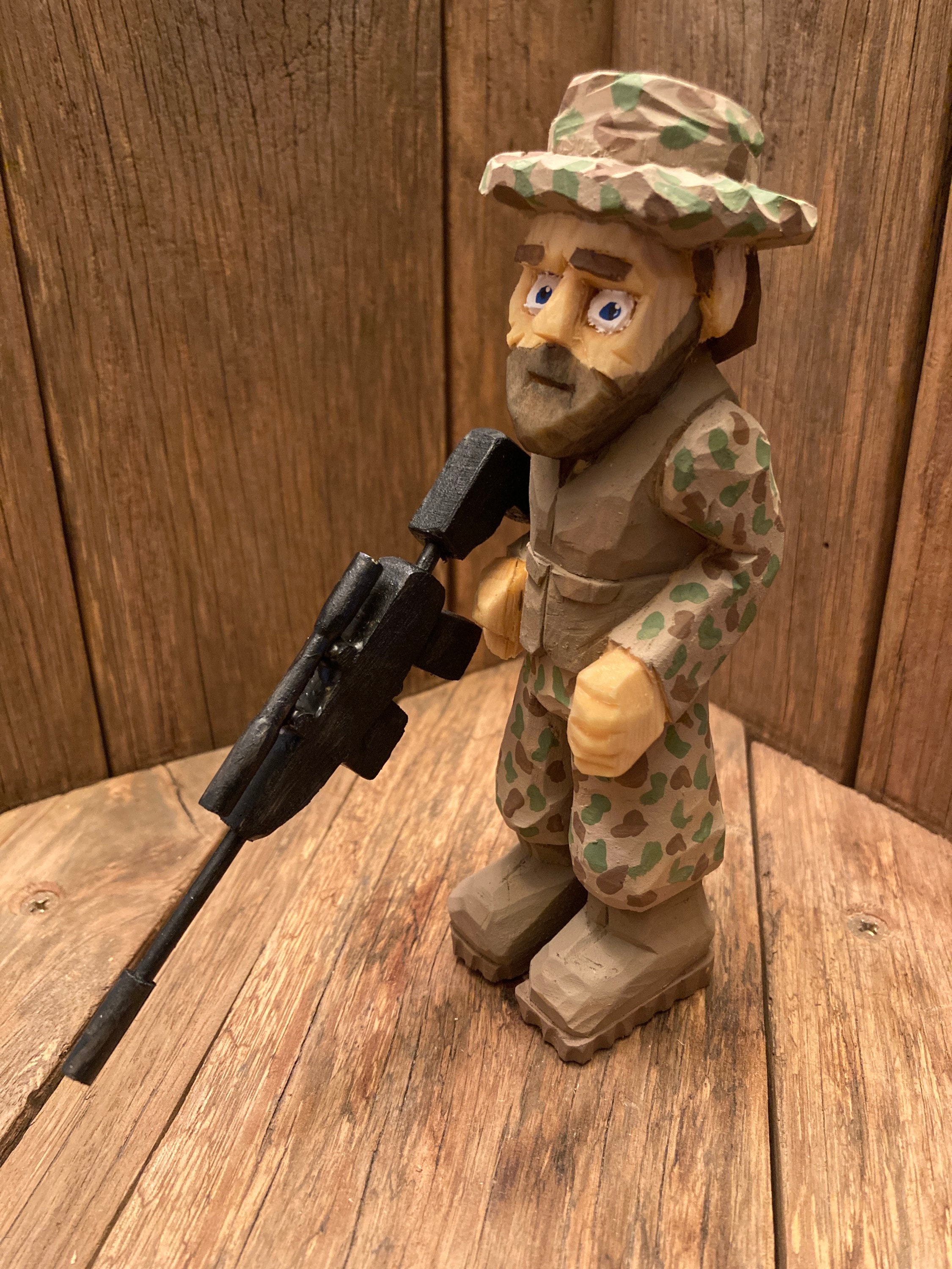 Hand Carved Marine Scout Sniper, Painted Wood Soldier Gift - Etsy