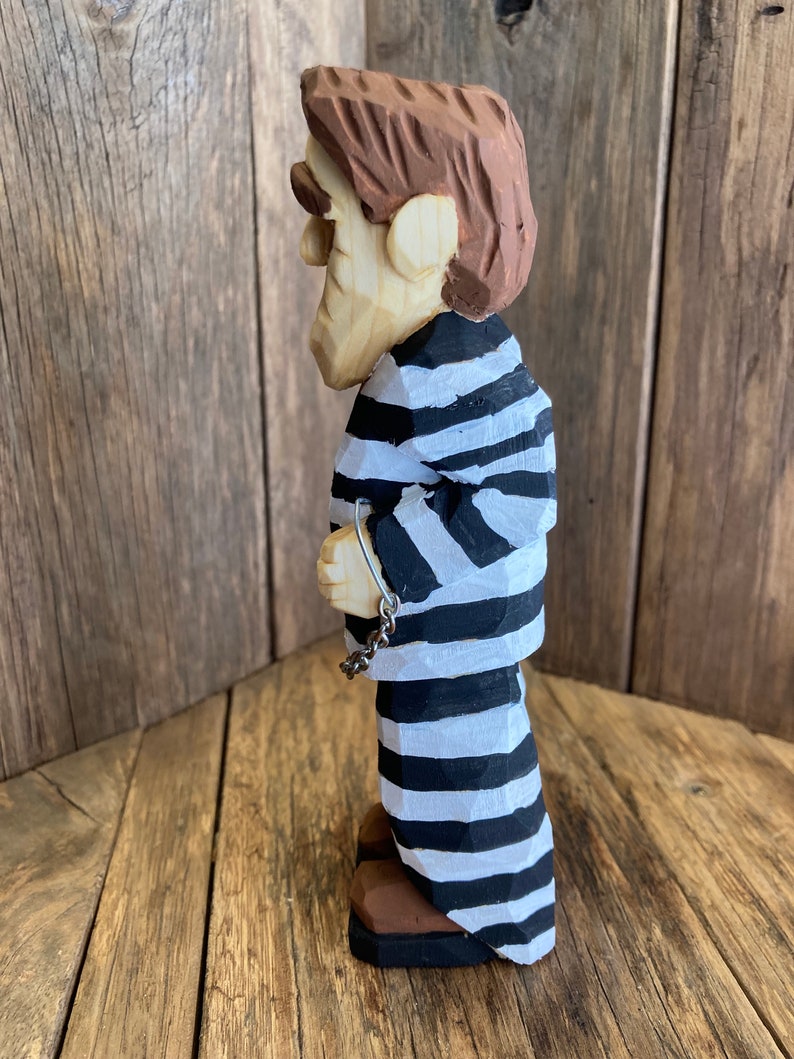 Prisoner Wearing Black/white Prison Uniform With Hand Cuffs, Jail Gag ...