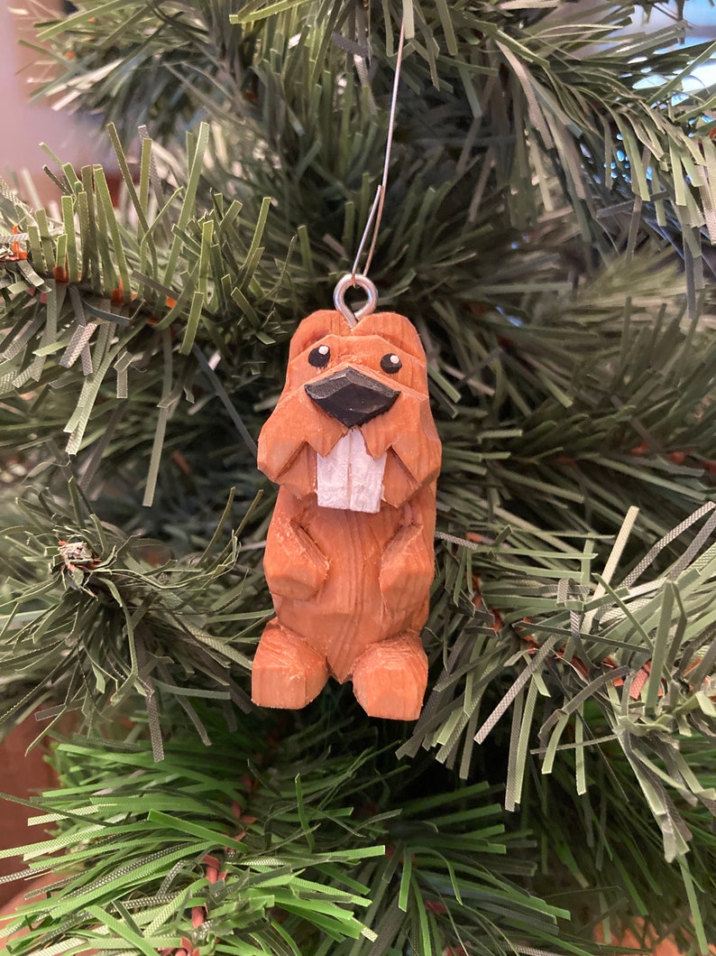 Beaver Christmas Ornament, Holiday Decor, Christmas Tree Decor, Wooden ...