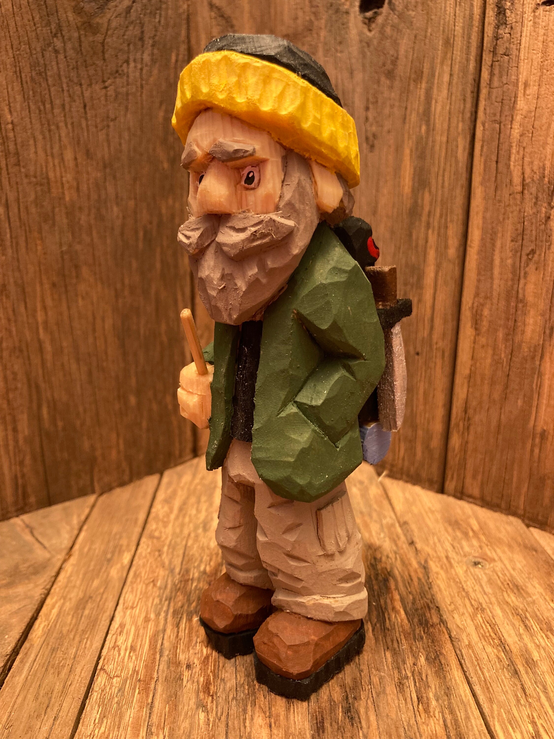 Hand Carved Hiker Figurine, Backpacking Decor, 6" Tall - Etsy