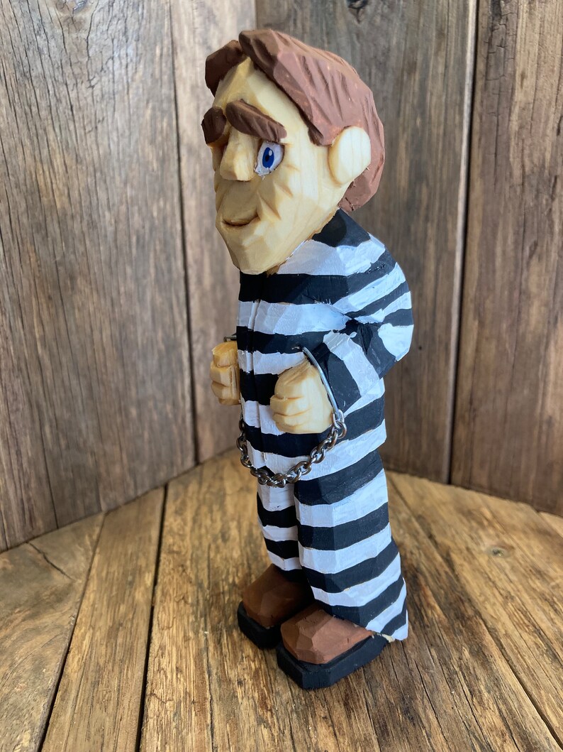 Prisoner Wearing Black/white Prison Uniform With Hand Cuffs, Jail Gag ...