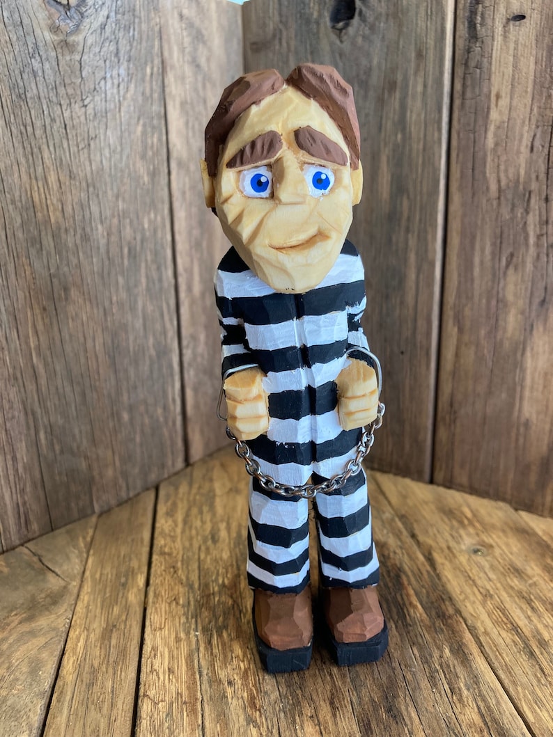 Prisoner Wearing Black/white Prison Uniform With Hand Cuffs, Jail Gag ...