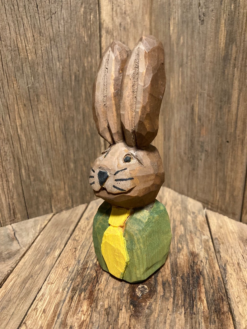 Easter Bunny Hand Carved, Carved Rabbit, Wooden Animals, Nursery Decor ...
