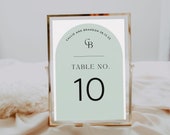 Pastel Green Table Numbers Sign Template Modern Wedding Sign - Etsy