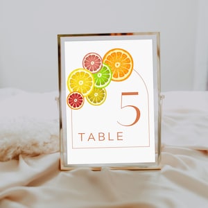 Citrus Theme Table Number Template | Table Number Sign | Arch Table ...