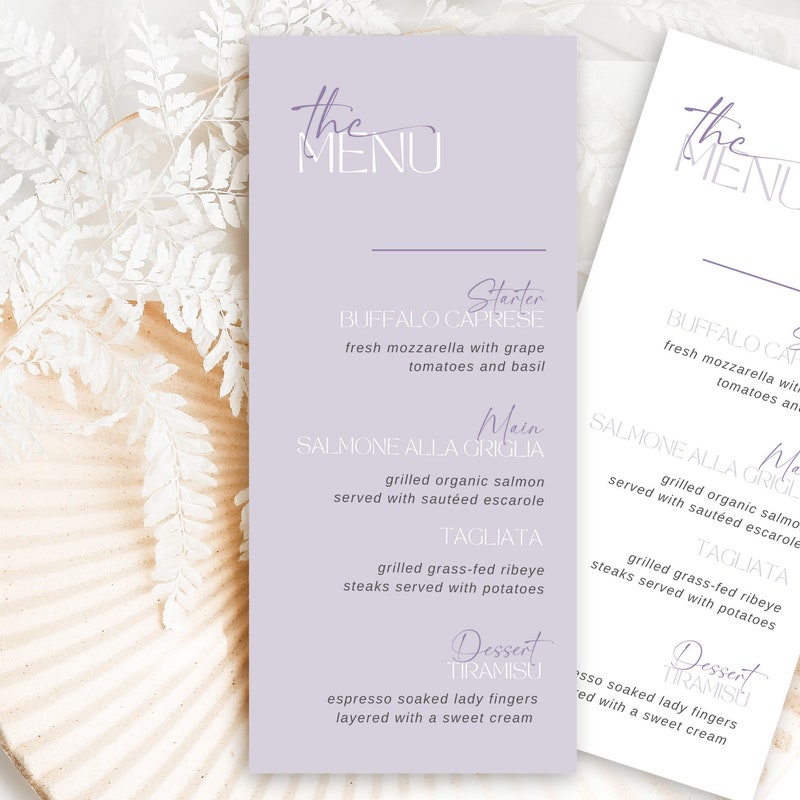 Menu Template Purple - Etsy