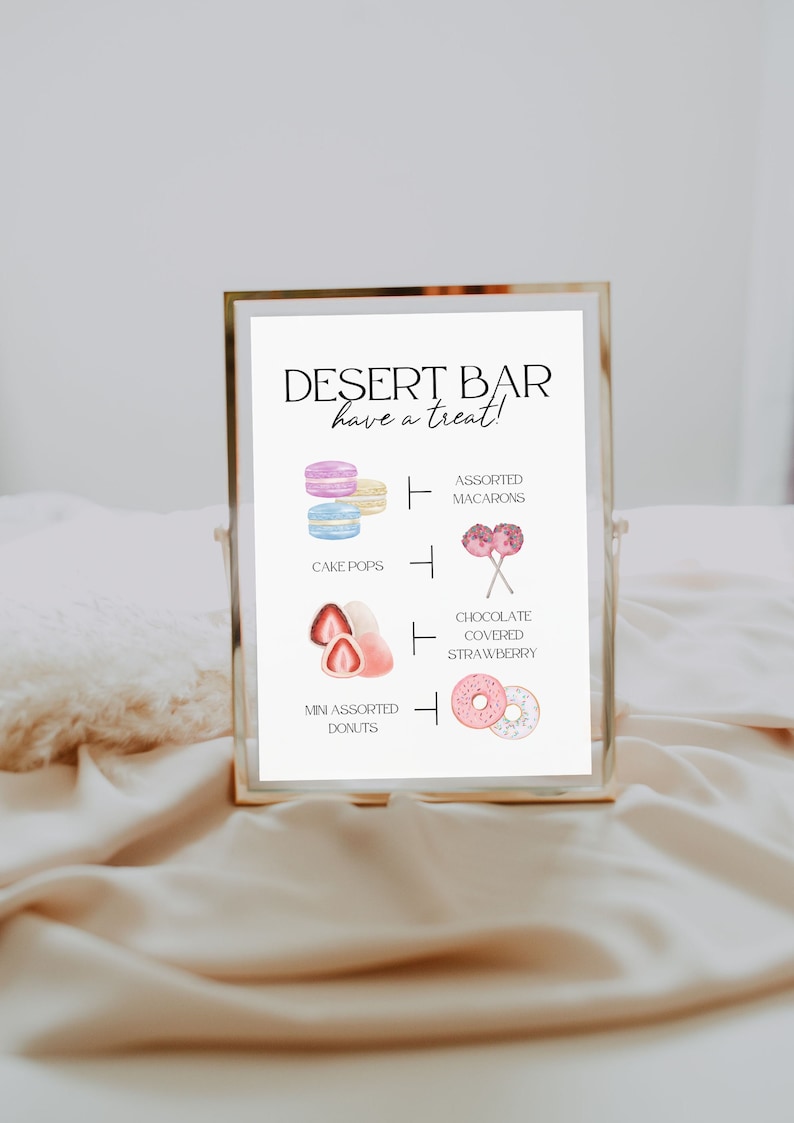 Dessert Bar Sign Dessert Bar Menu Template Event Sign Template, 5x7 ...