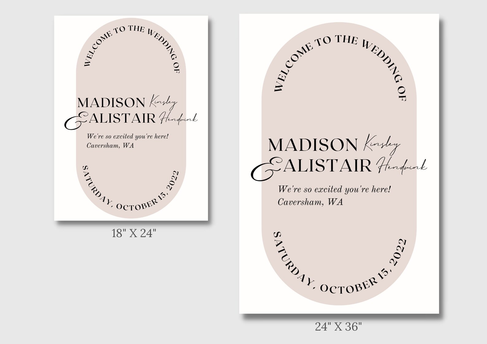 Oval Welcome Sign Modern Wedding Welcome Sign Template - Etsy