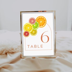 Citrus Theme Table Number Template | Table Number Sign | Arch Table ...