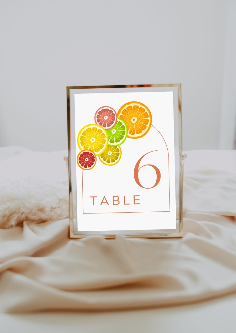 Citrus Theme Table Number Template Table Number Sign Arch Table Sign ...