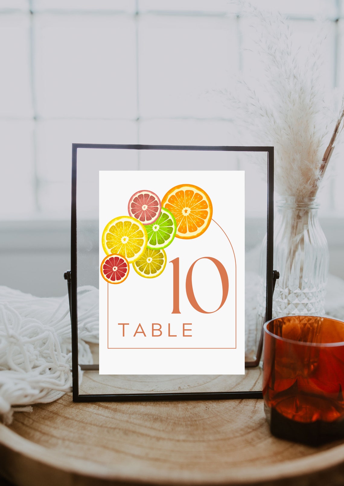 Citrus Theme Table Number Template | Table Number Sign | Arch Table ...
