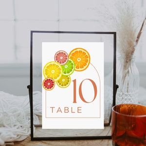 Citrus Theme Table Number Template | Table Number Sign | Arch Table ...