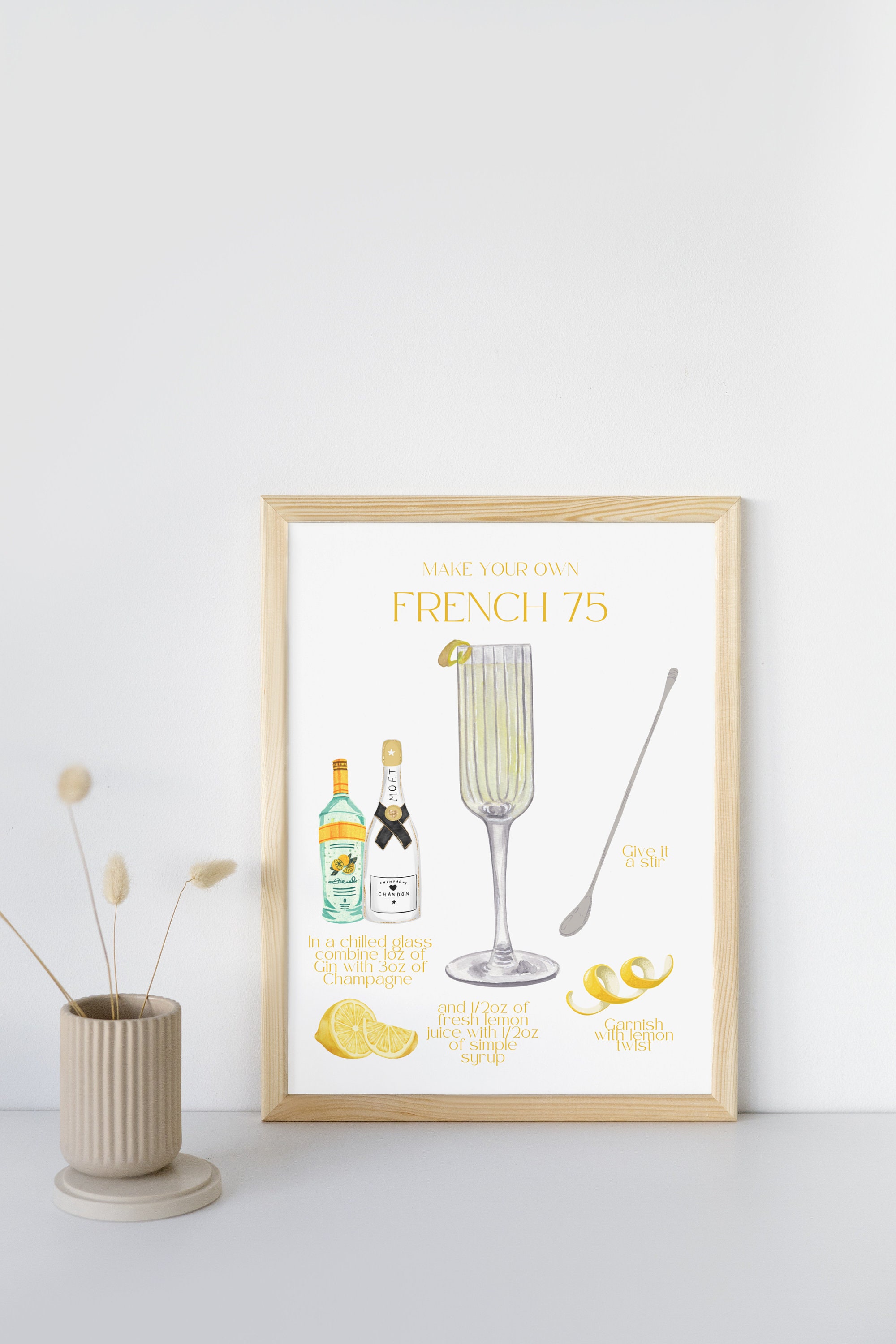 French 75 Bar Sign | Make Your Own Cocktail | French 75 Recipe ...