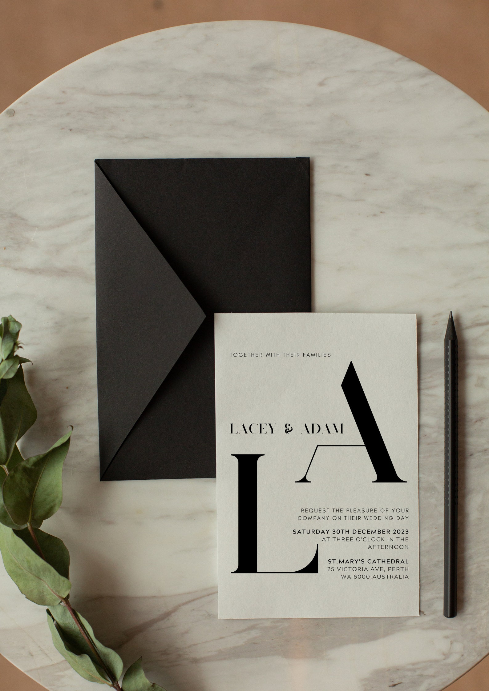 Modern Wedding Invitation Set | Minimal Initial Wedding Invite ...