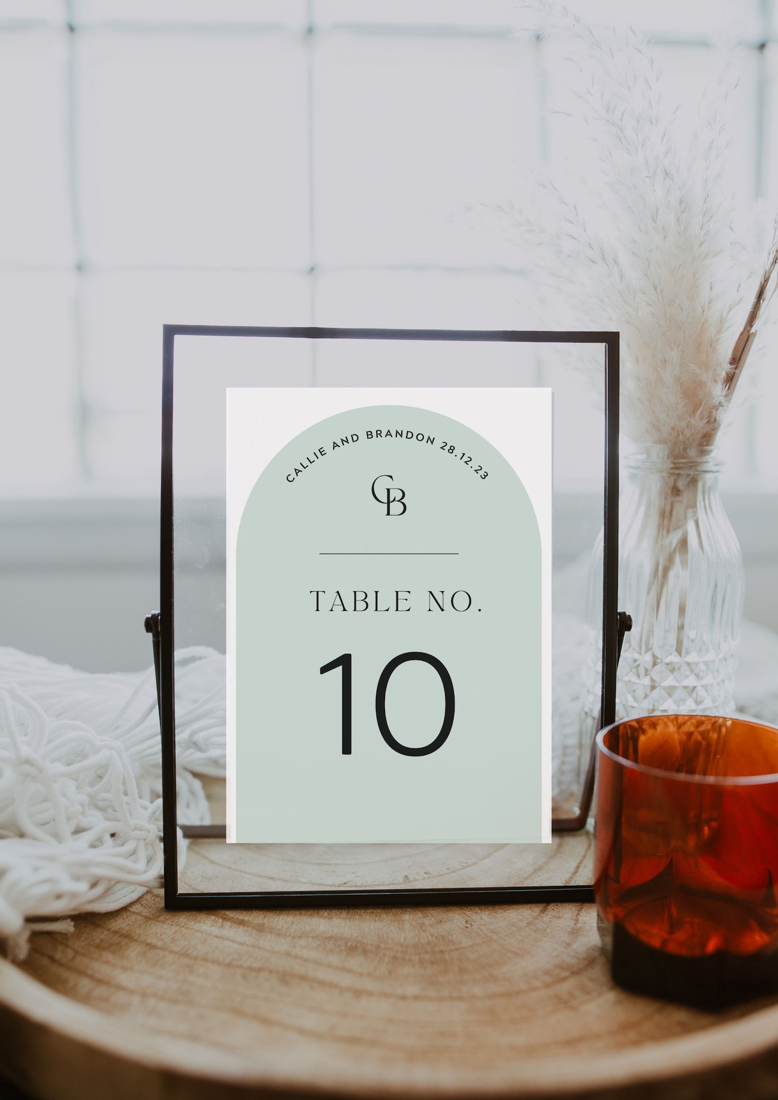 Pastel Green Table Numbers Sign Template Modern Wedding Sign - Etsy