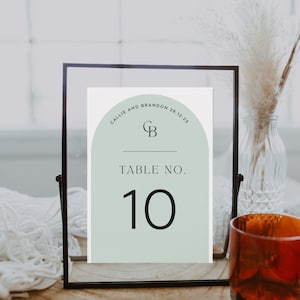 Pastel Green Table Numbers Sign Template | Modern Wedding Sign 5x7, 4x6 ...