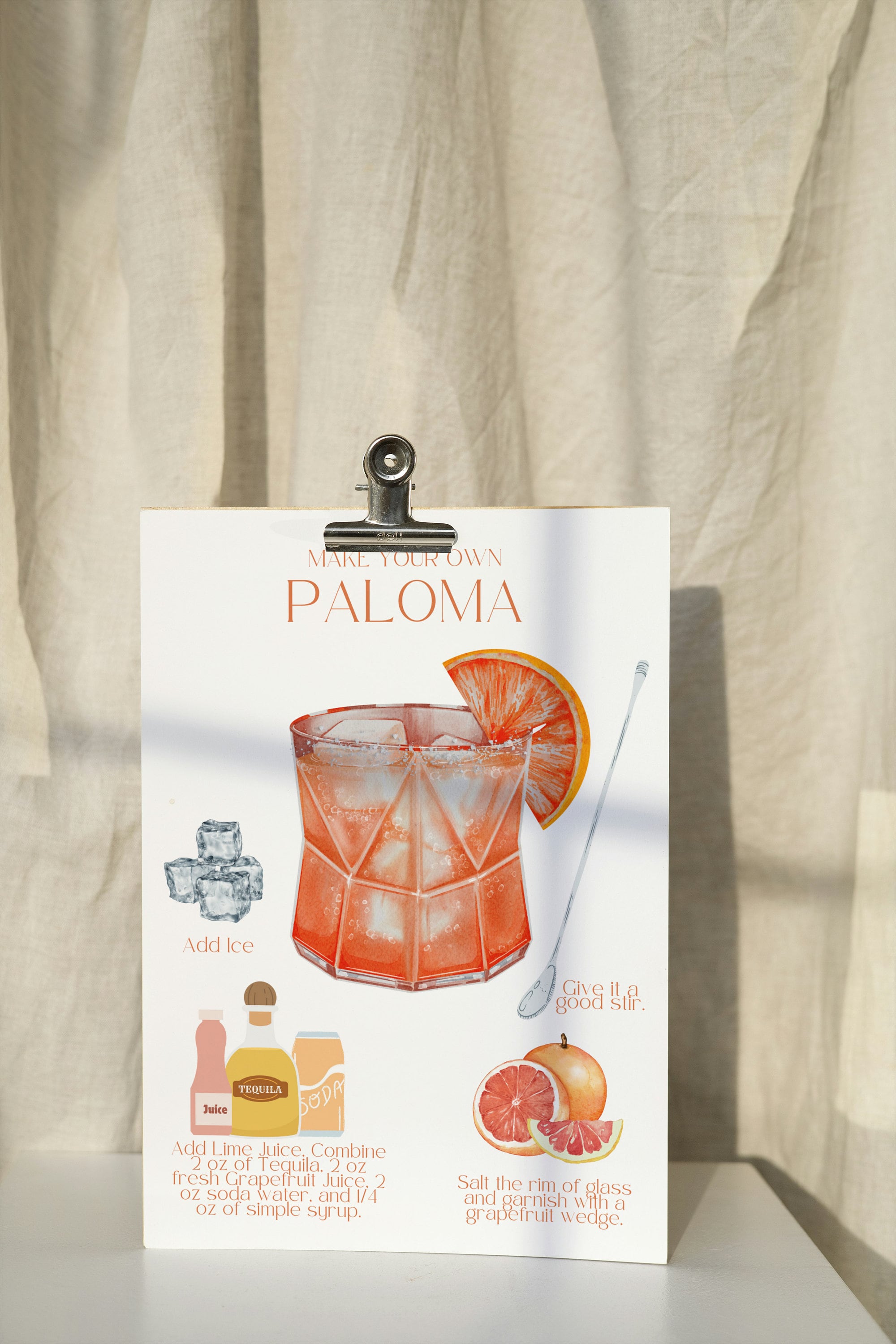 Paloma Bar Sign | Make Your Own Cocktail | Paloma Recipe | Cocktail Bar ...