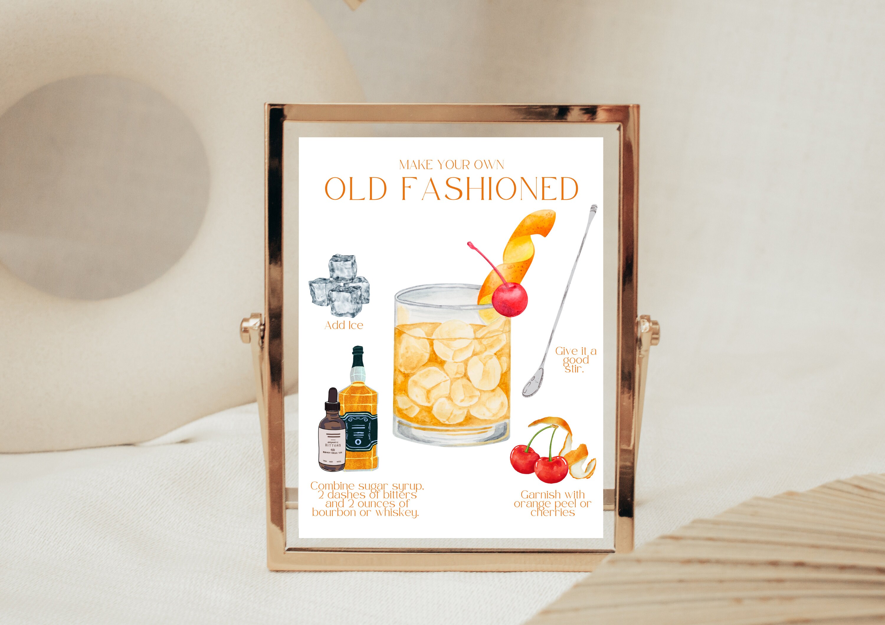 Old Fashioned Bar Sign | Make Your Own Cocktail | Old Fashioned Recipe ...