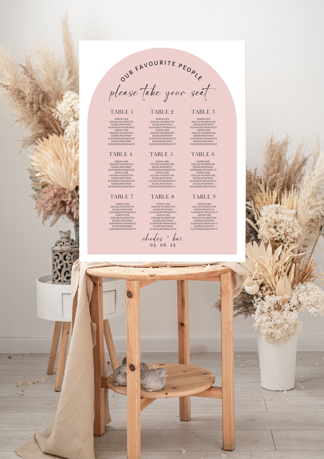 Arch Seating Chart Template | Wedding Seating Chart 18x24", 24x36 ...