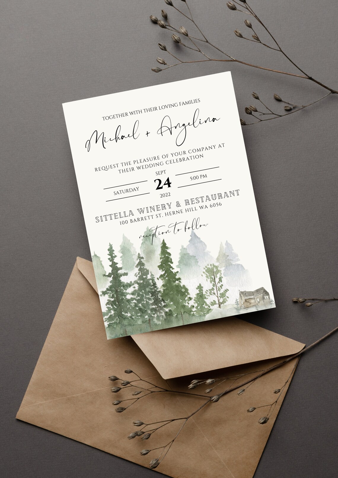 Forest Wedding Invitation Template Woodland Wedding | Etsy