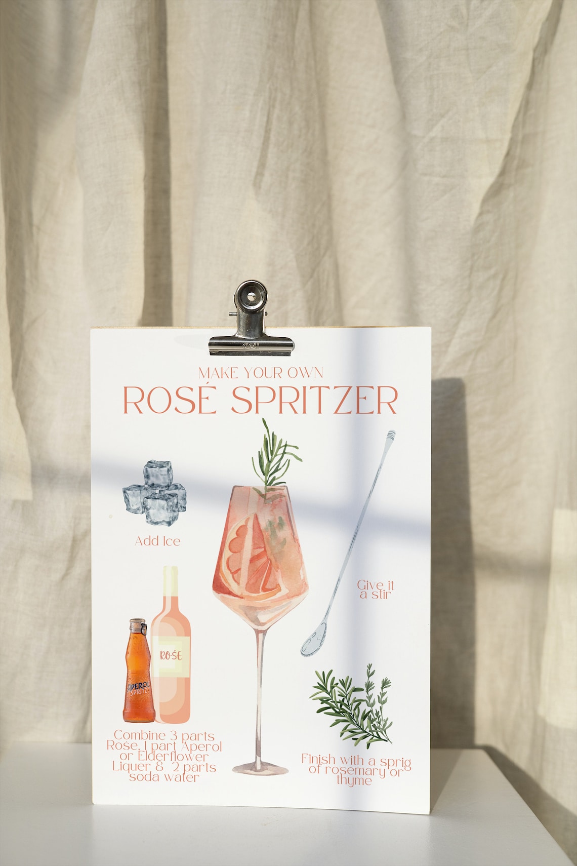 Rosé Spritzer Bar Sign | Make Your Own Cocktail | Rosé Spritzer Recipe ...