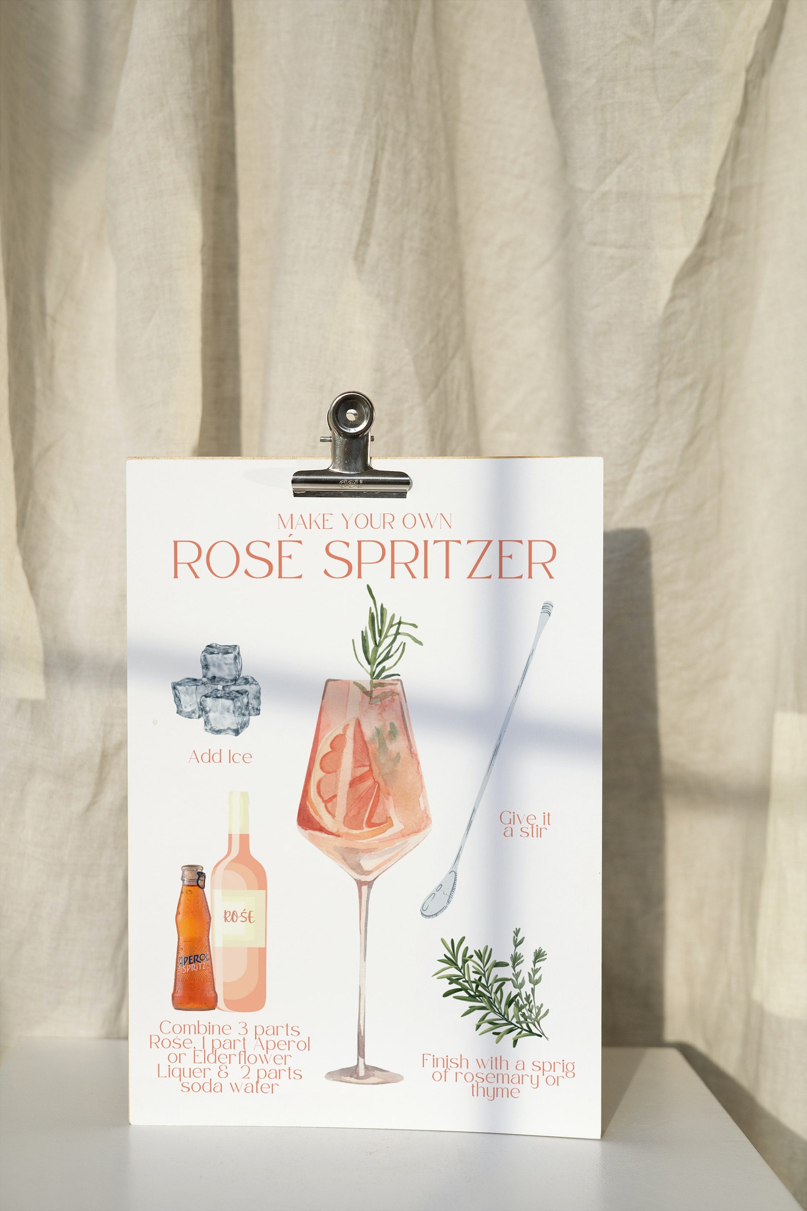 Rosé Spritzer Bar Sign | Make Your Own Cocktail | Rosé Spritzer Recipe ...