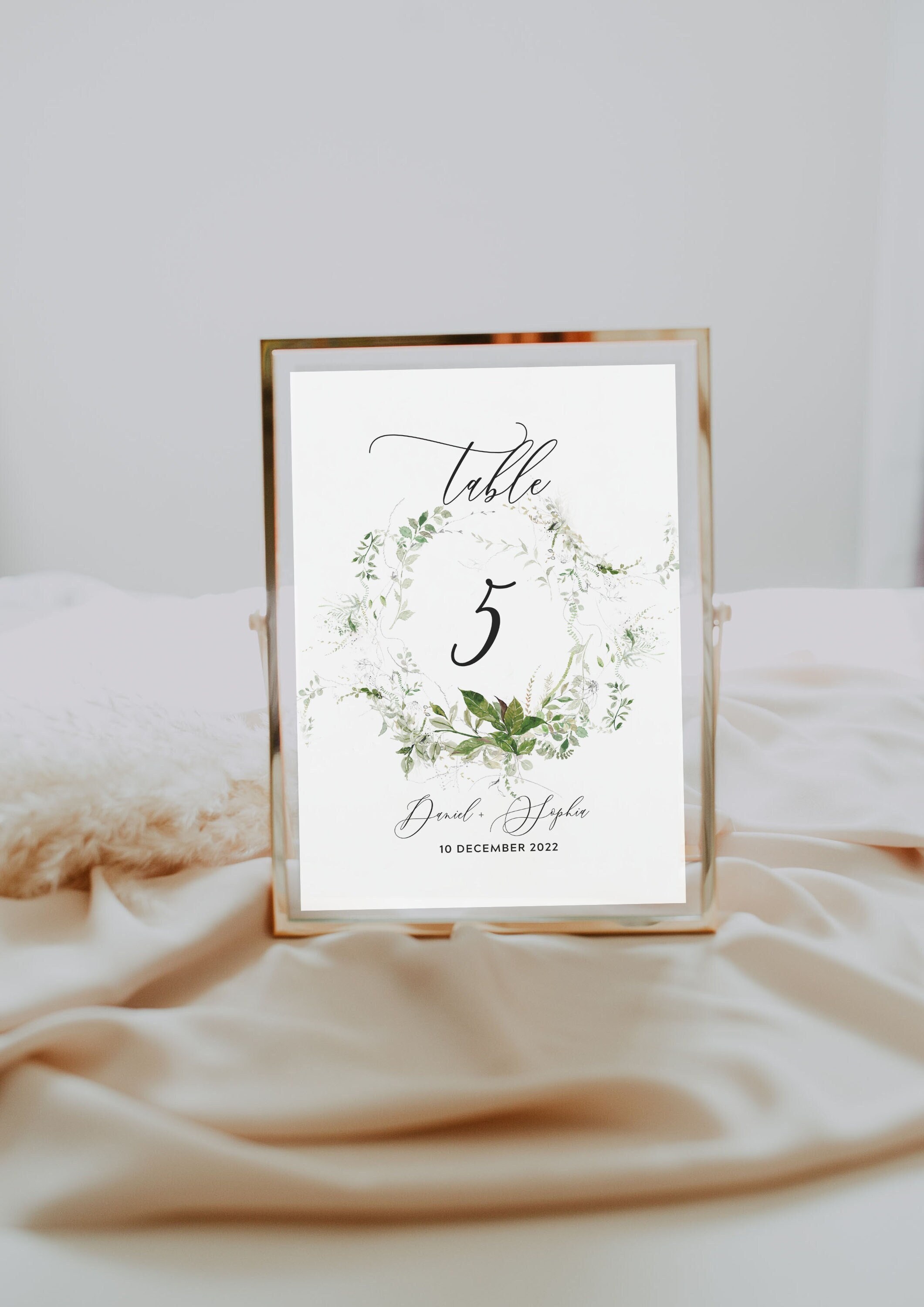Greenery Table Number Template Wedding Table Numbers Printable Elegant Wedding Decor Instant ...