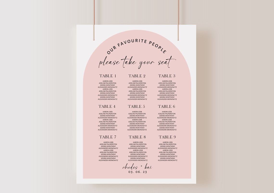 Arch Seating Chart Template Wedding Seating Chart - Etsy