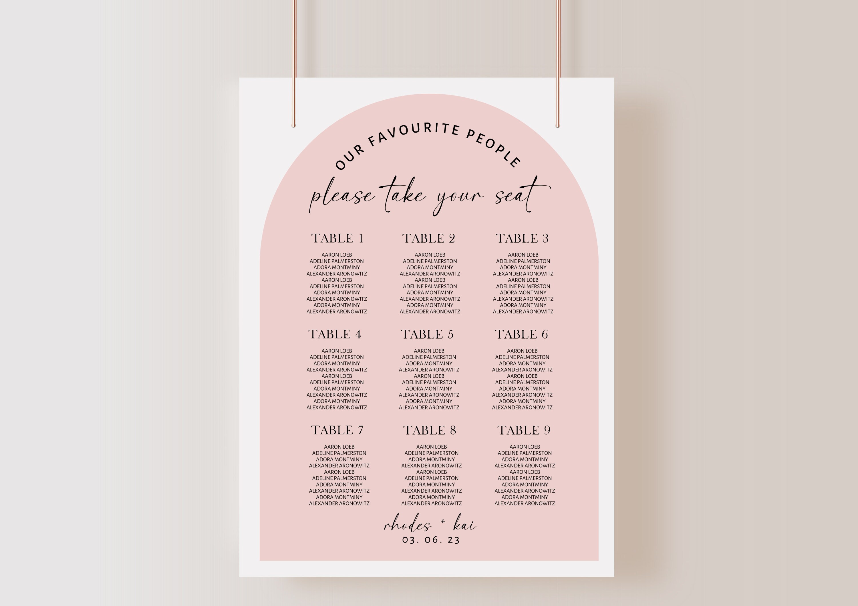 Arch Seating Chart Template Wedding Seating Chart - Etsy