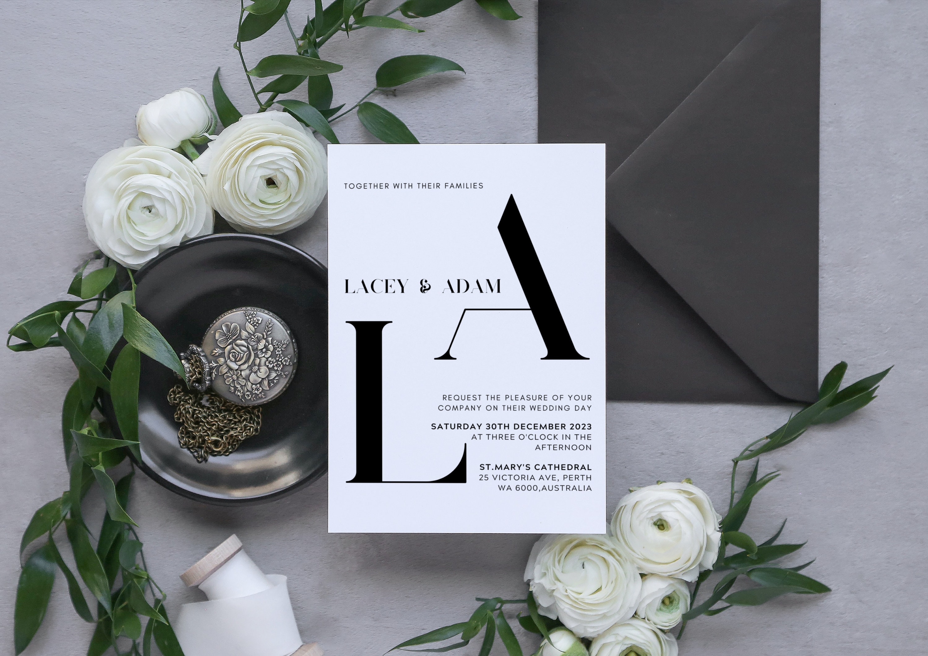 Modern Wedding Invitation Set | Minimal Initial Wedding Invite ...