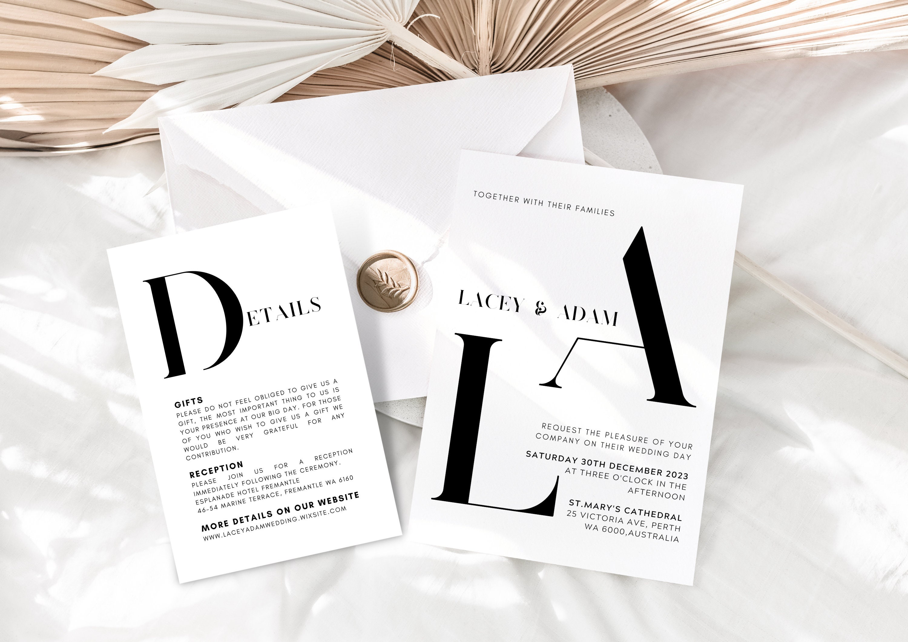 Modern Wedding Invitation Set | Minimal Initial Wedding Invite ...