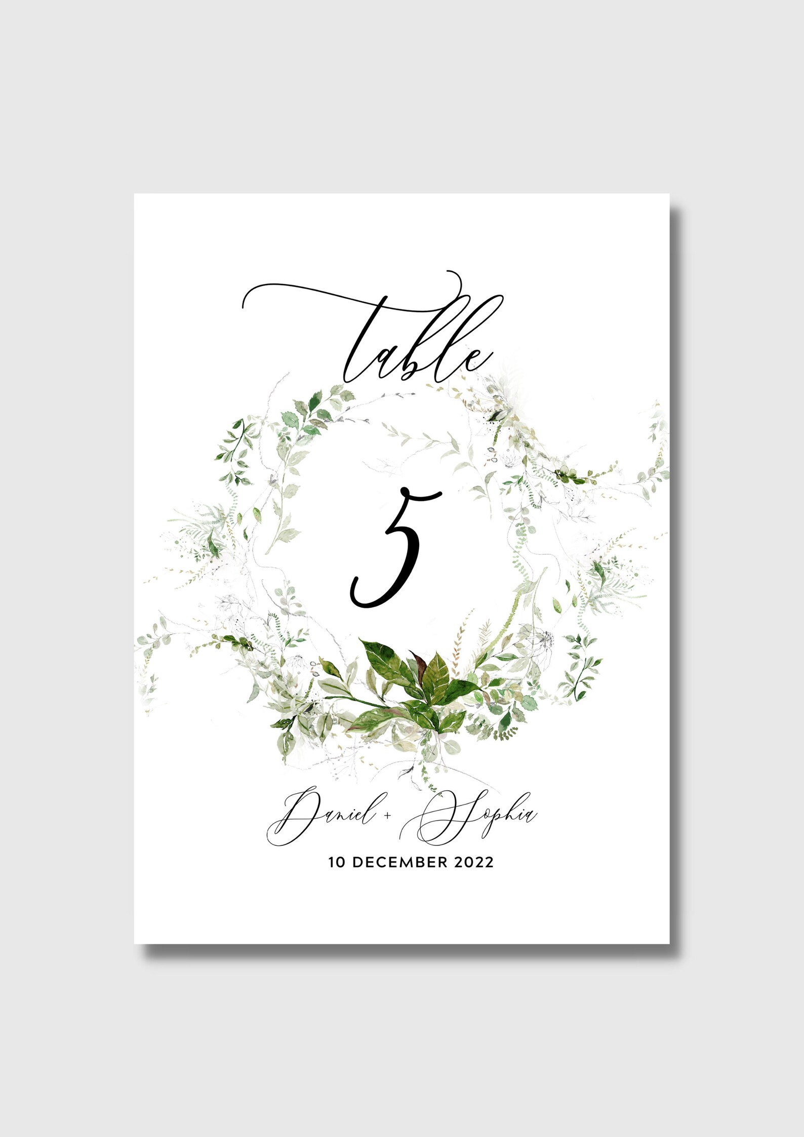 Greenery Table Number Template Wedding Table Numbers Printable Elegant Wedding Decor Instant ...