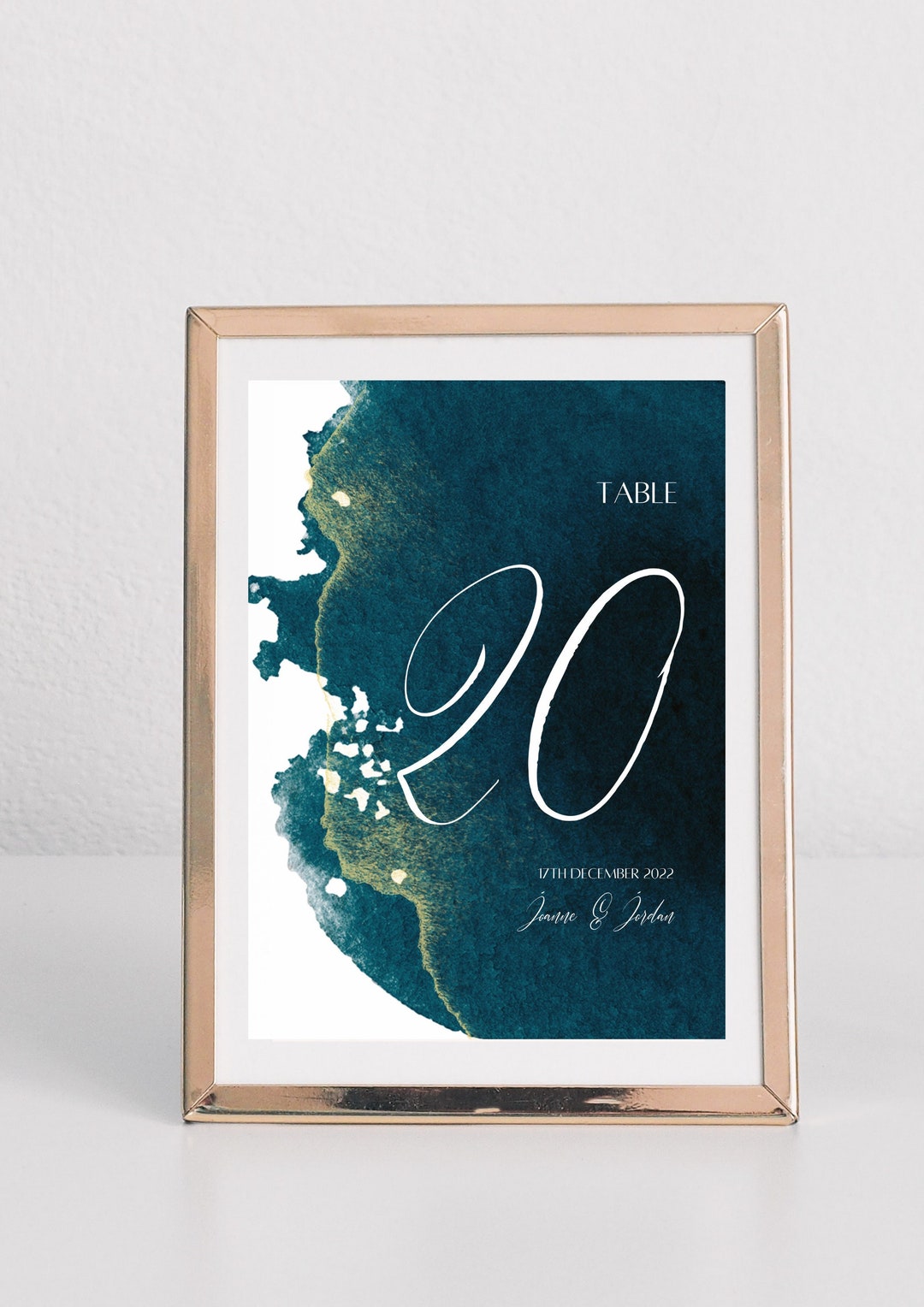 Teal Watercolor Table Number Template | Watercolor Modern Table Cards ...