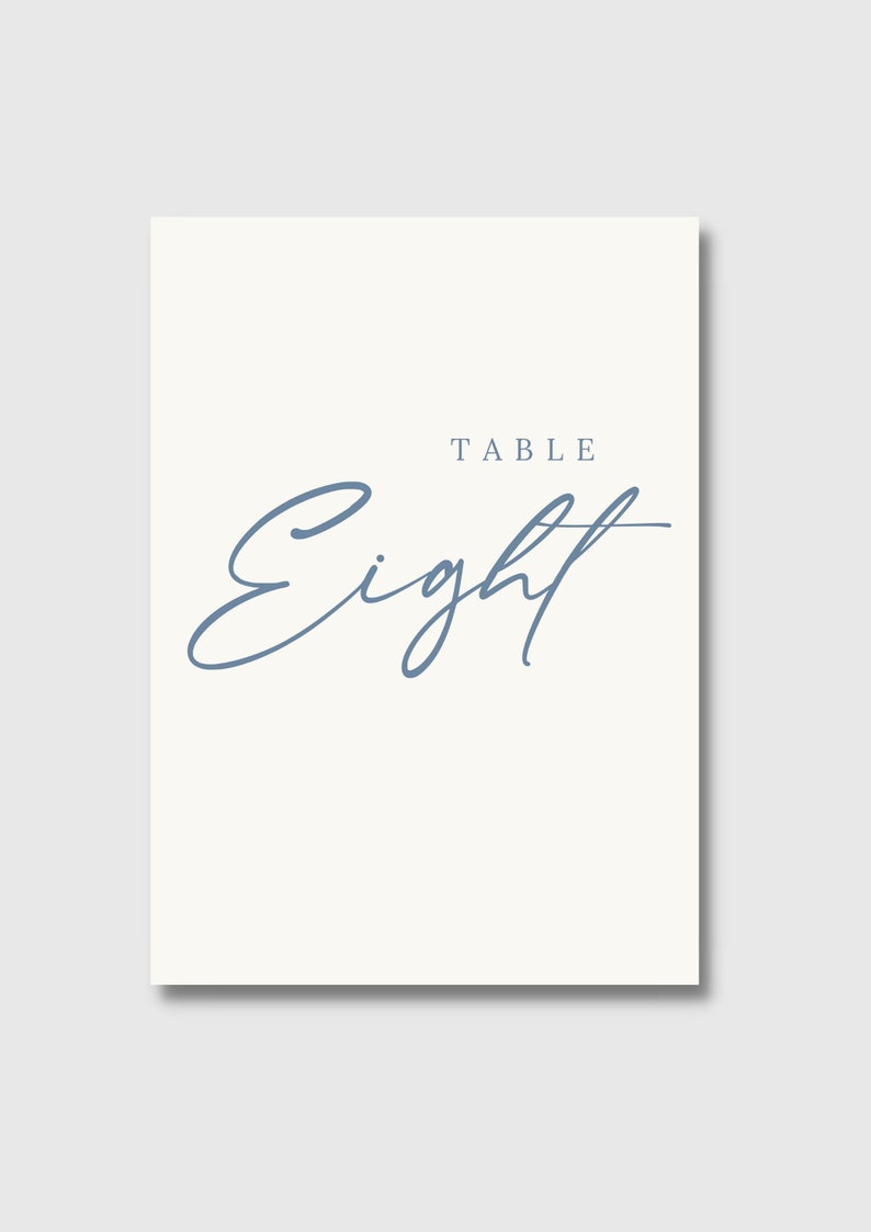 Dusty Blue Table Number Template Editable Printable Wedding - Etsy