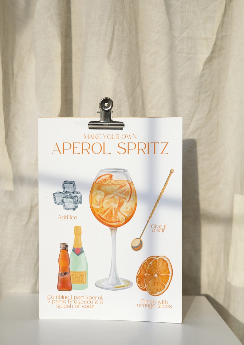 Aperol Spritz Bar Sign | Make Your Own Cocktail | Aperol Spritz Recipe ...