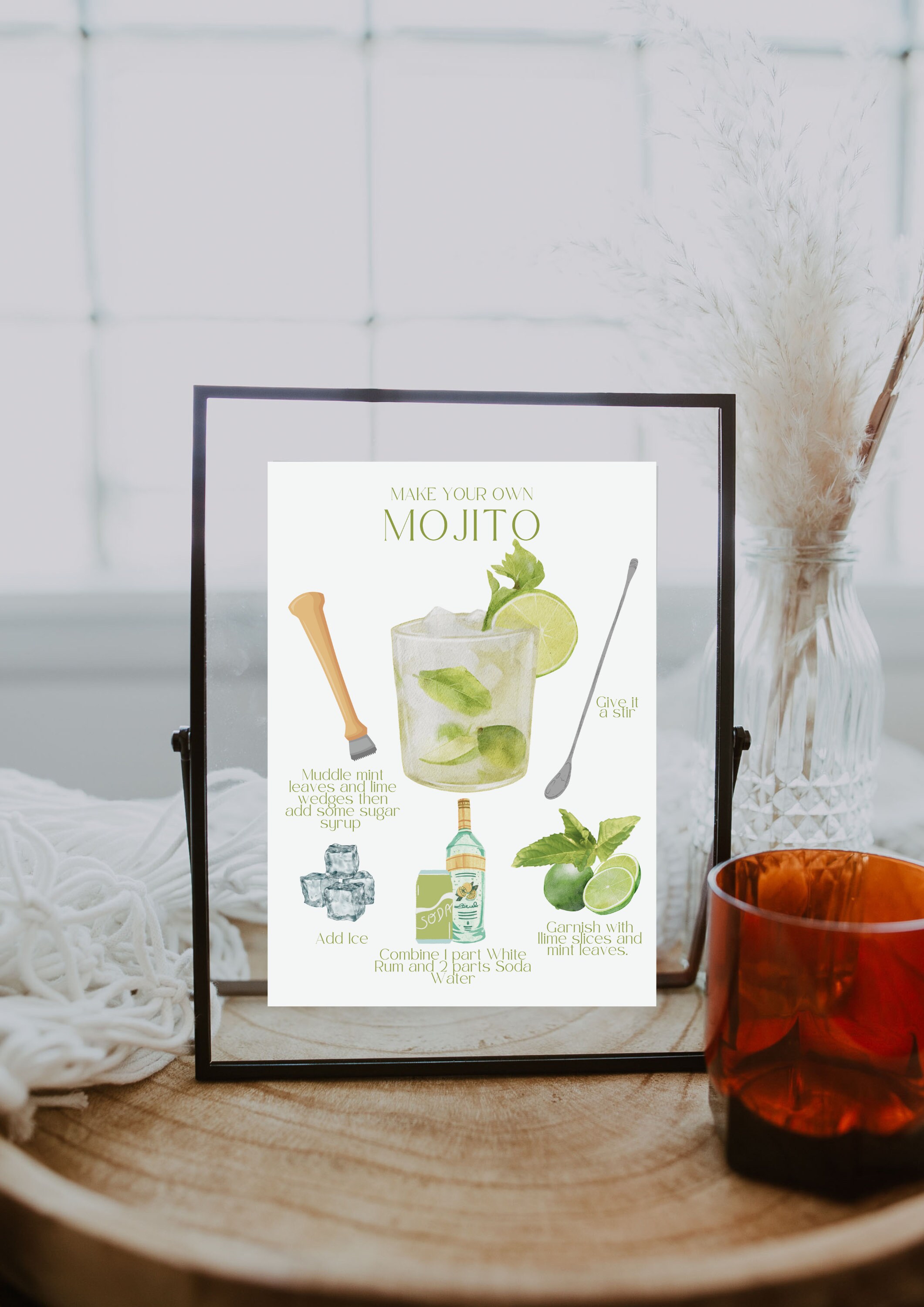Mojito Bar Sign Make Your Own Cocktail Mojito Recipe Sign - Etsy