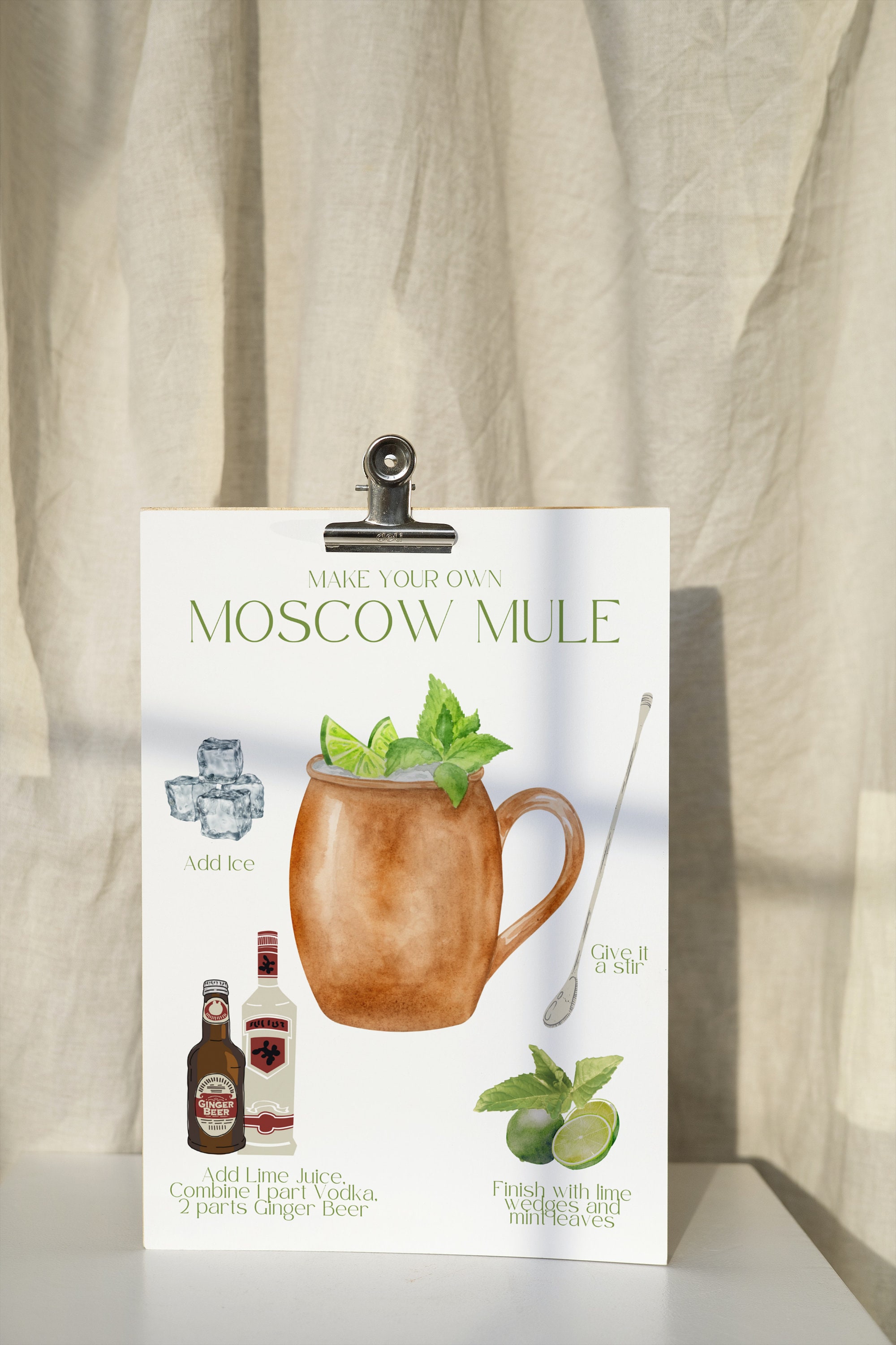 Moscow Mule Bar Sign | Make Your Own Cocktail | Moscow Mule Recipe ...