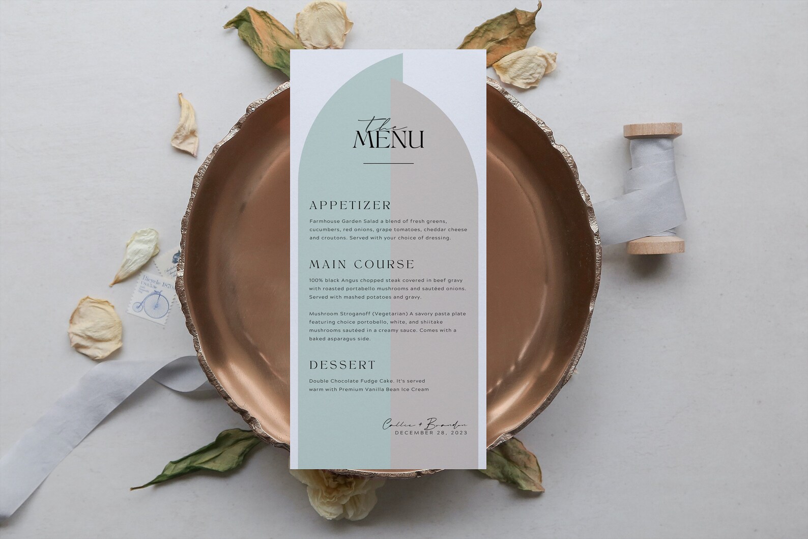 Half Arched Menu Template Editable Pastel Wedding Menu Half Arch Menu ...