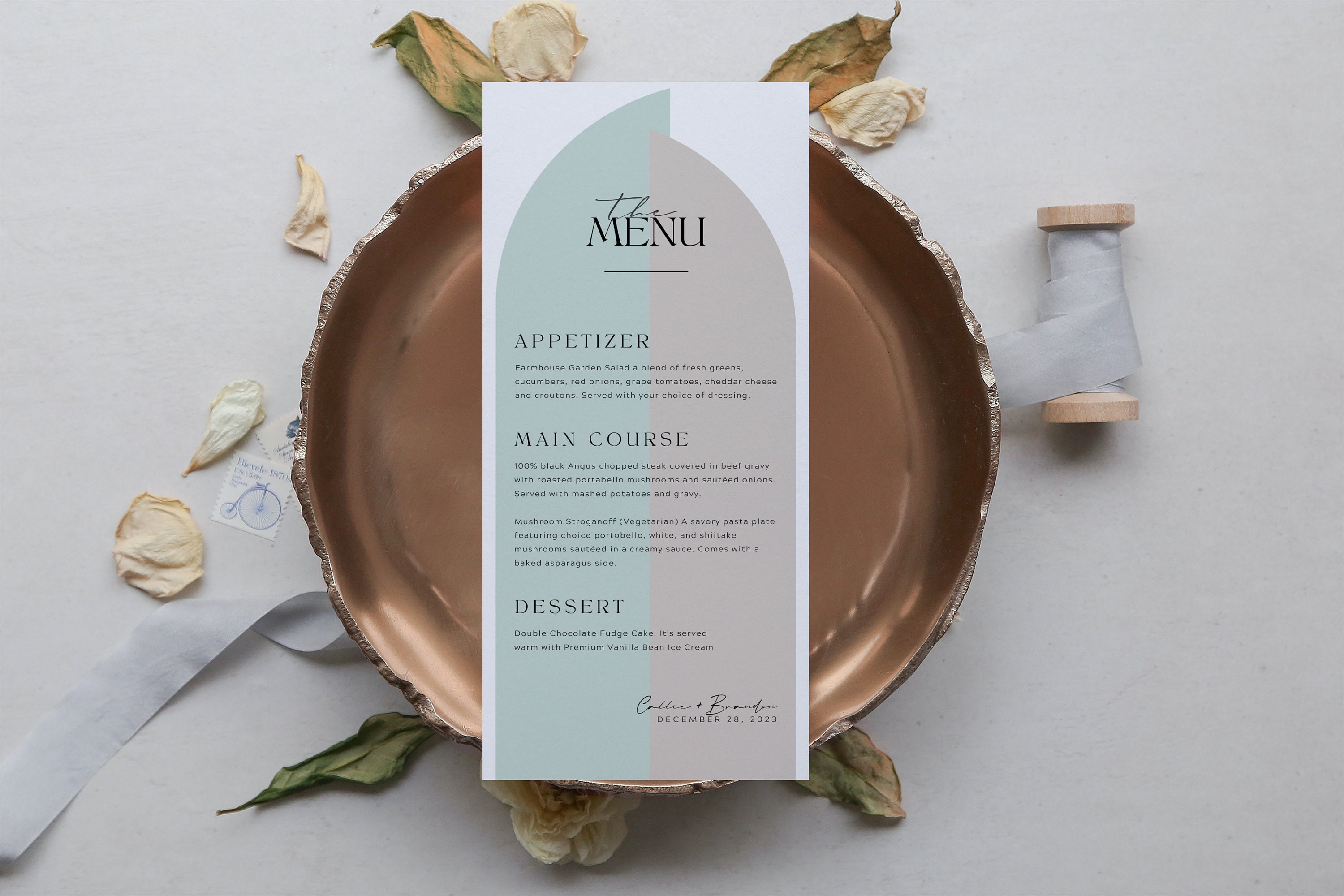 Half Arched Menu Template Editable Pastel Wedding Menu Half Arch Menu ...