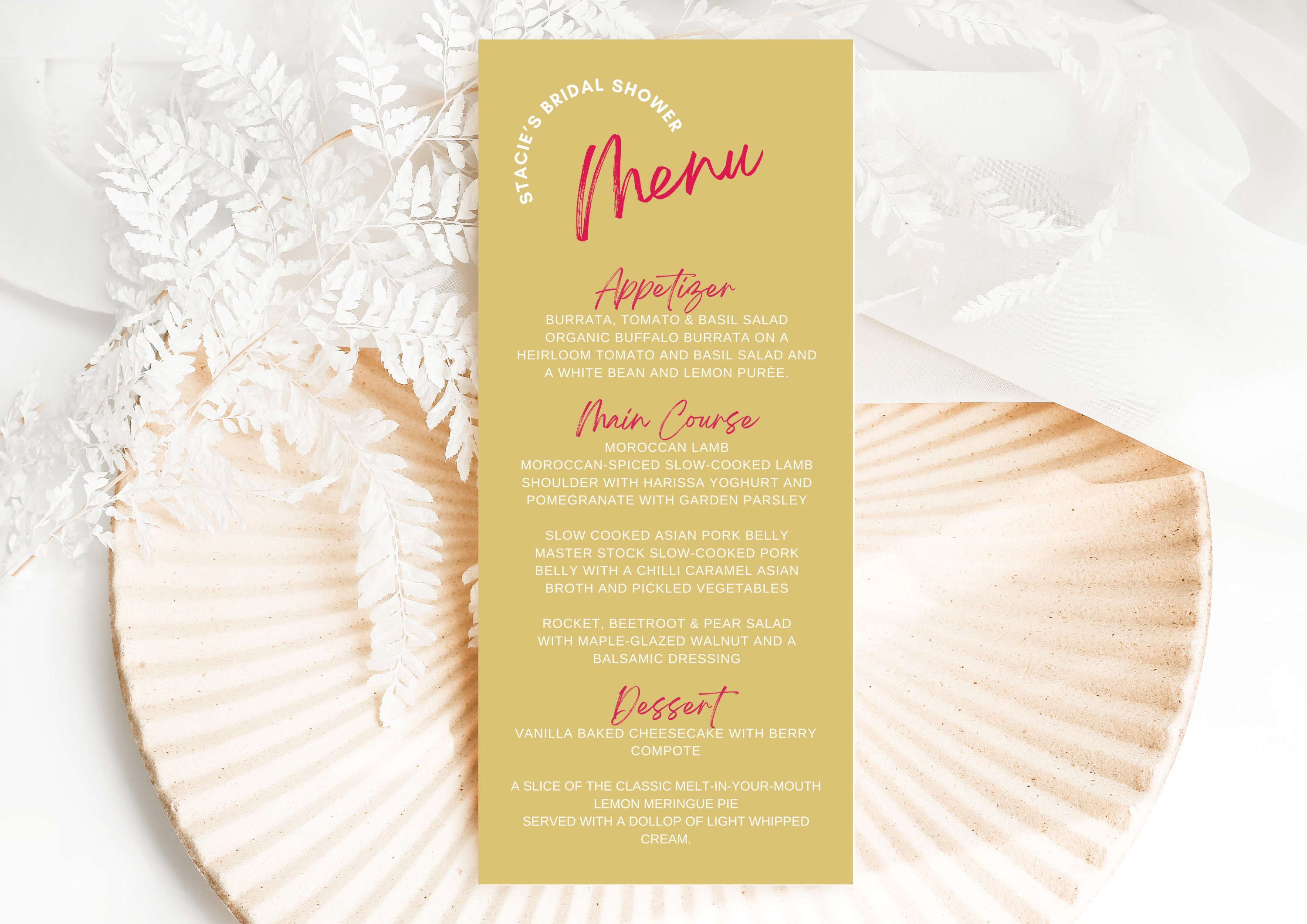 Fun Retro Menu Cards Bridal Shower Brunch Menu Printable Modern Brunch ...