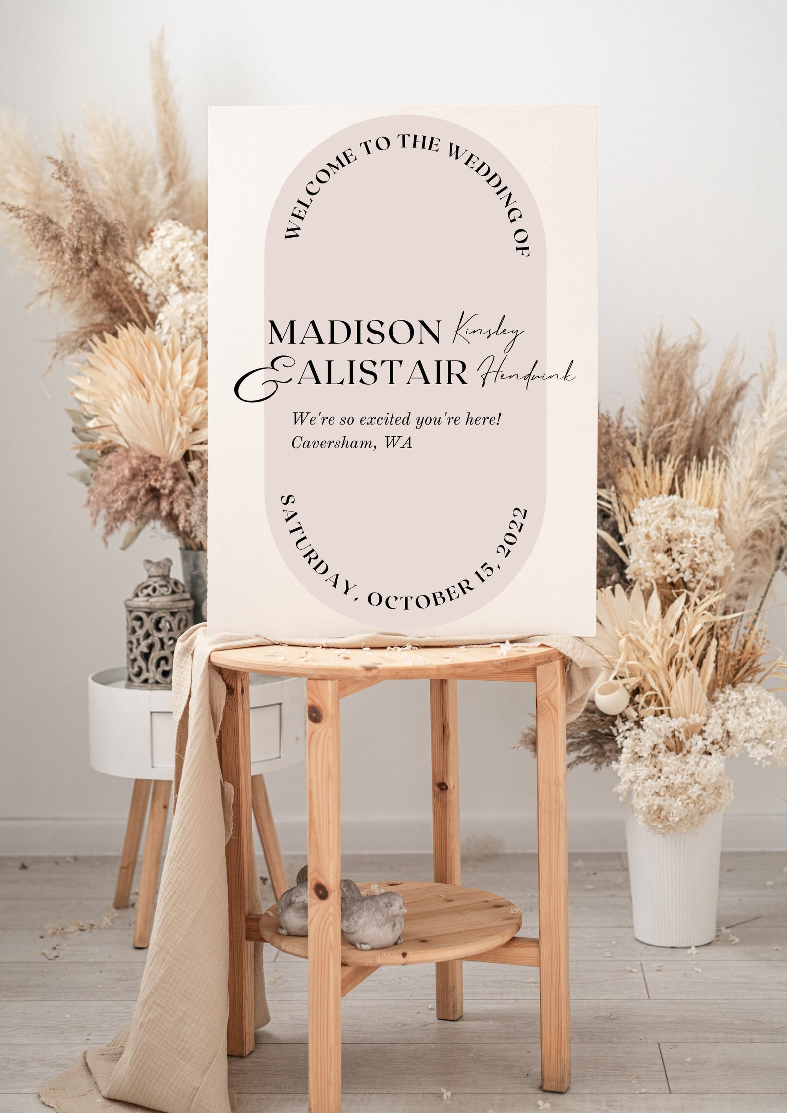 Oval Welcome Sign Modern Wedding Welcome Sign Template Beige Wedding ...