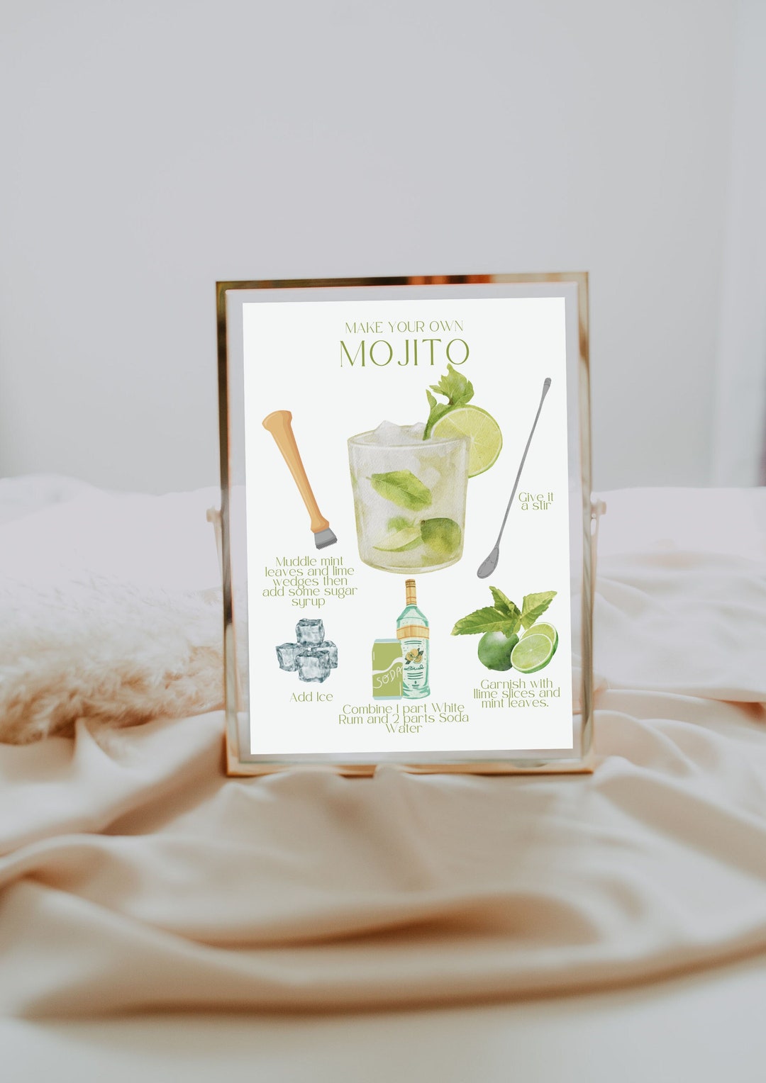 Mojito Bar Sign | Make Your Own Cocktail | Mojito Recipe Sign ...