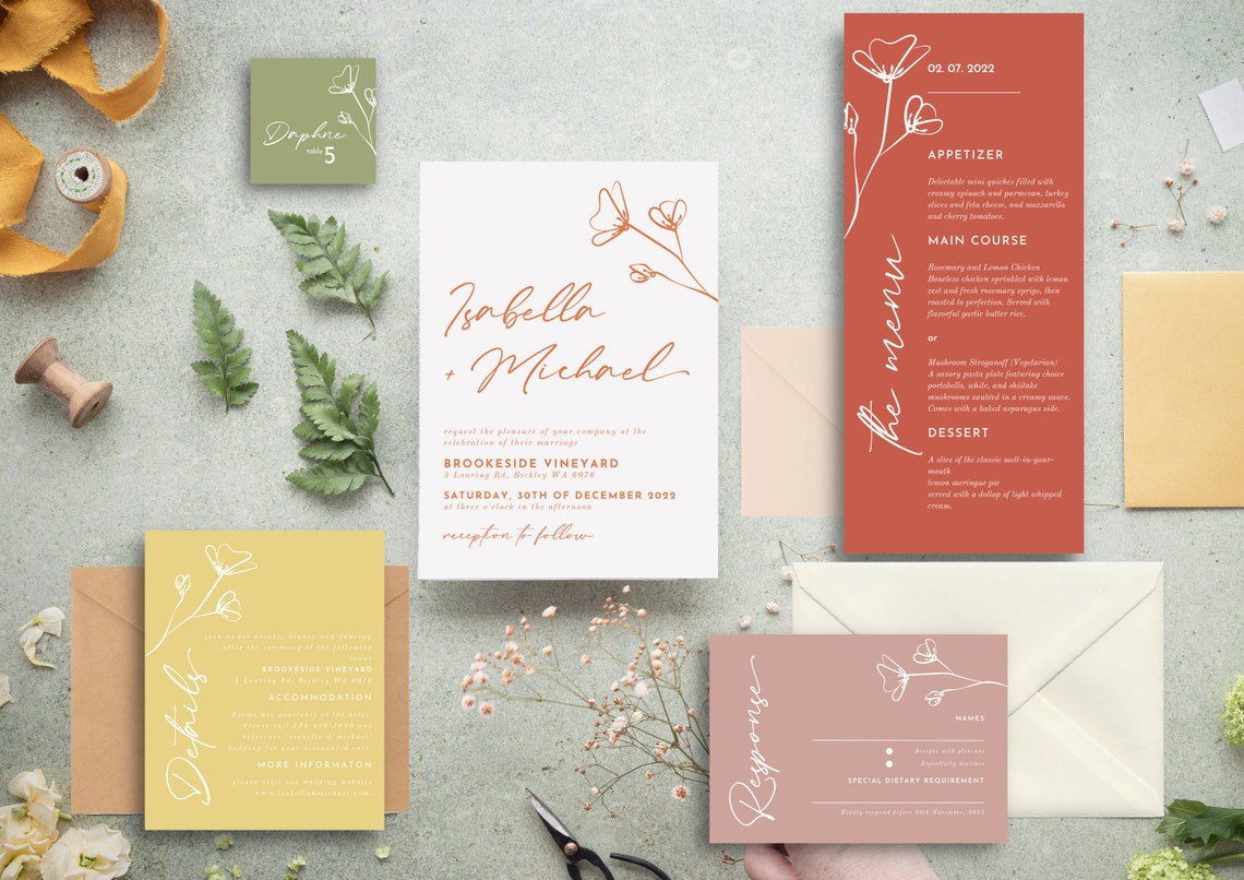 Vibrant Summer Floral Wedding Invitation Template Colourful - Etsy