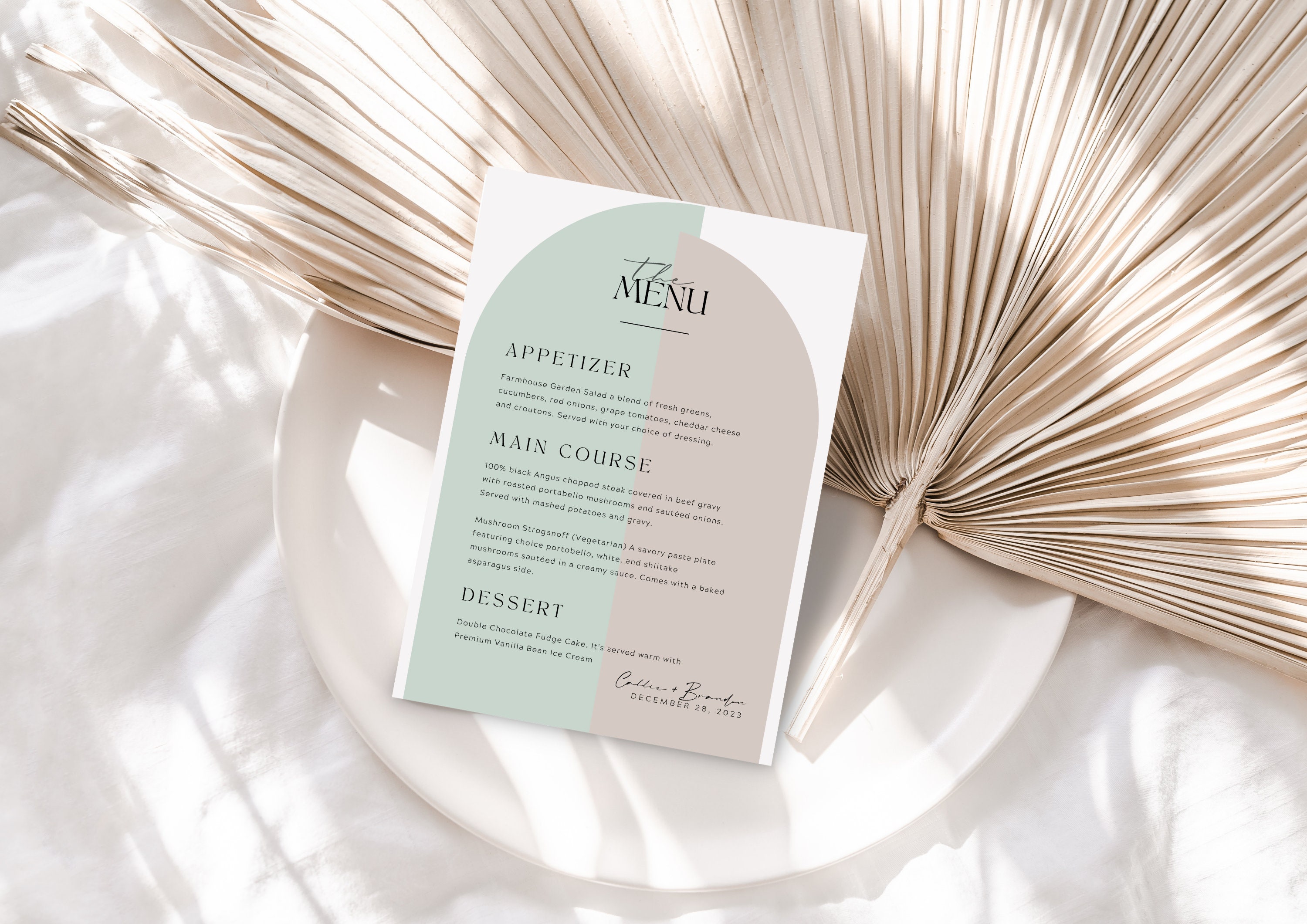 Half Arched Menu Template Editable Pastel Wedding Menu Half Arch Menu Template Printable Wedding ...