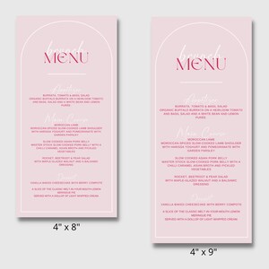 Pink Menu Cards | Bridal Shower Brunch Menu | Menu Cards Pink ...
