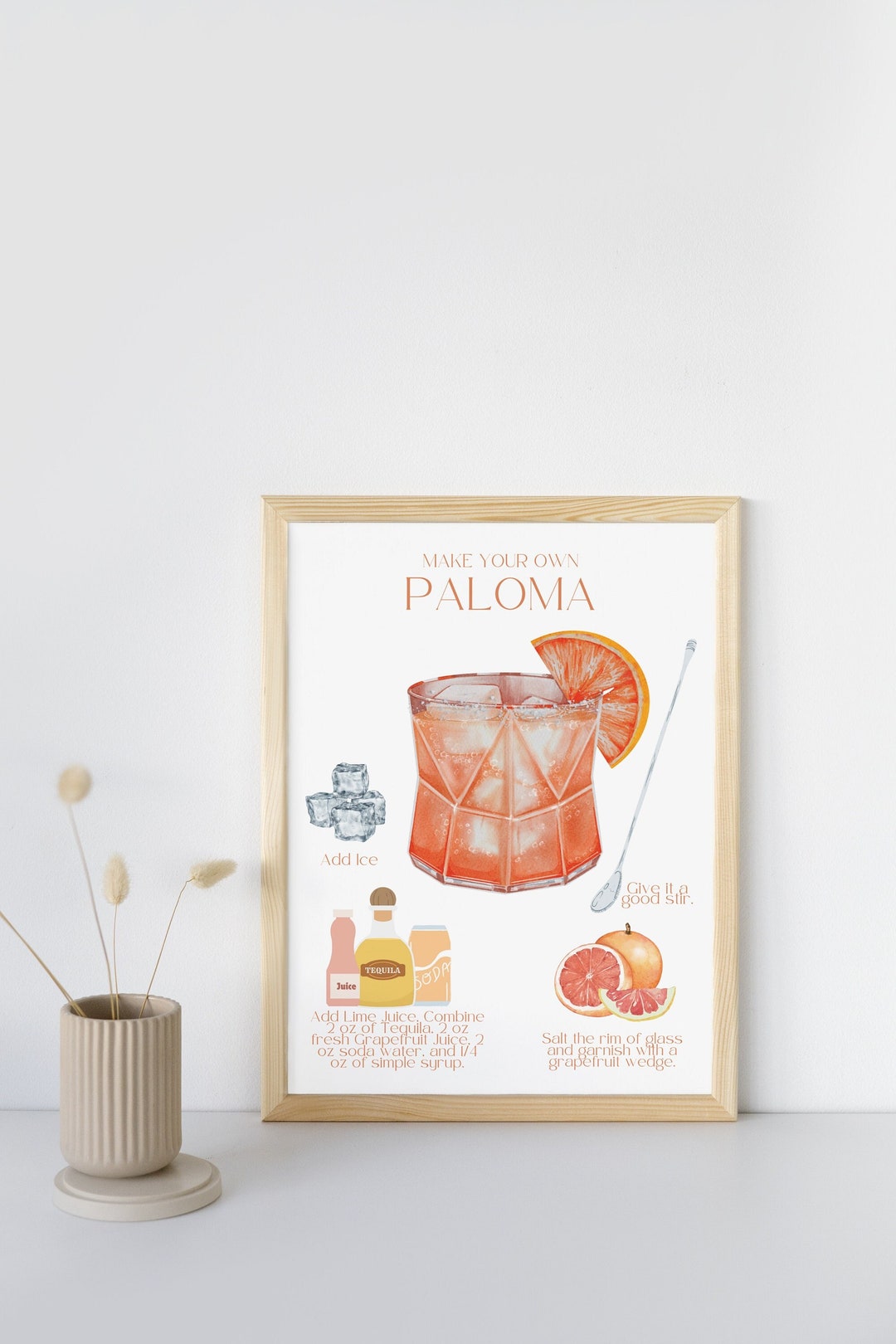 Paloma Bar Sign | Make Your Own Cocktail | Paloma Recipe | Cocktail Bar ...