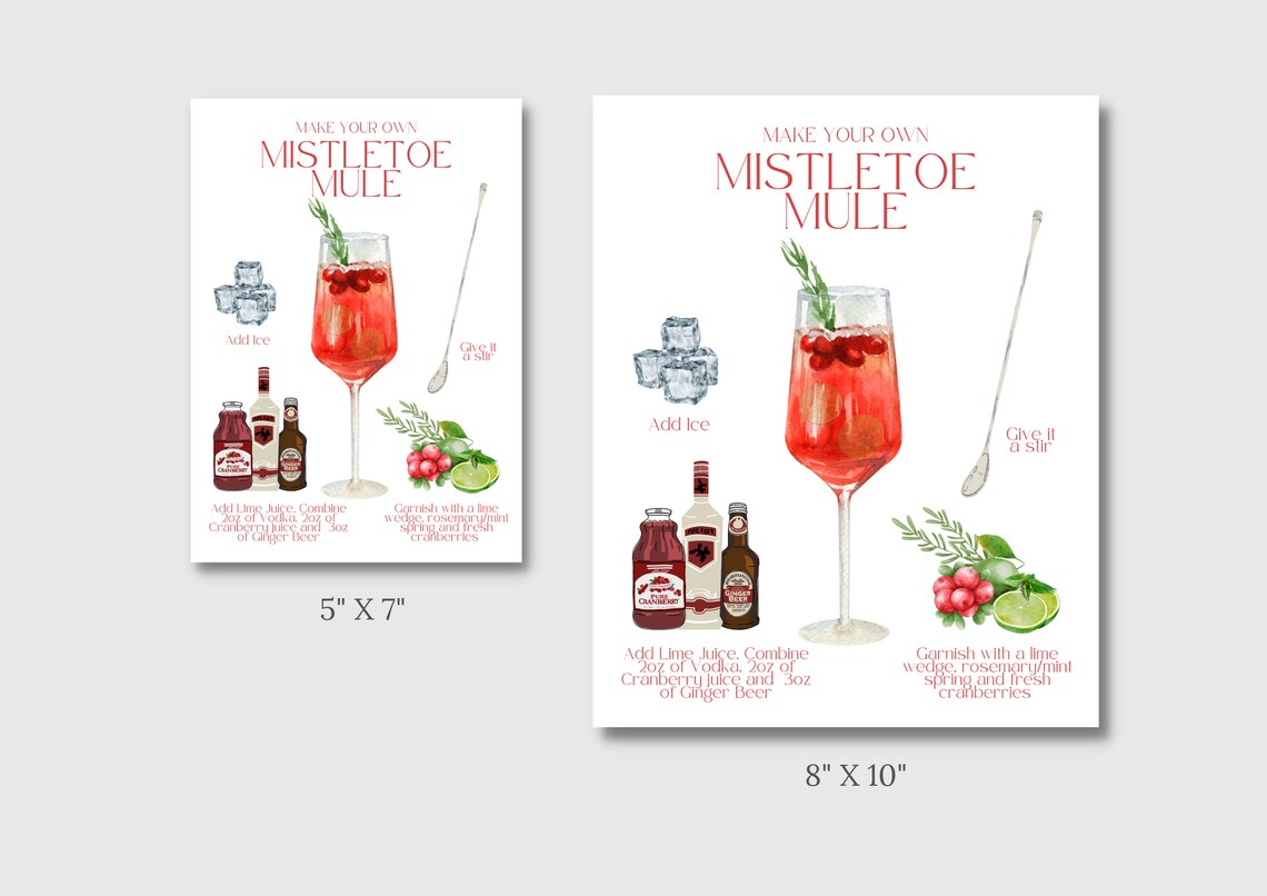 Mistletoe Mule Bar Sign | Make Your Own Cocktail | Mistletoe Mule ...