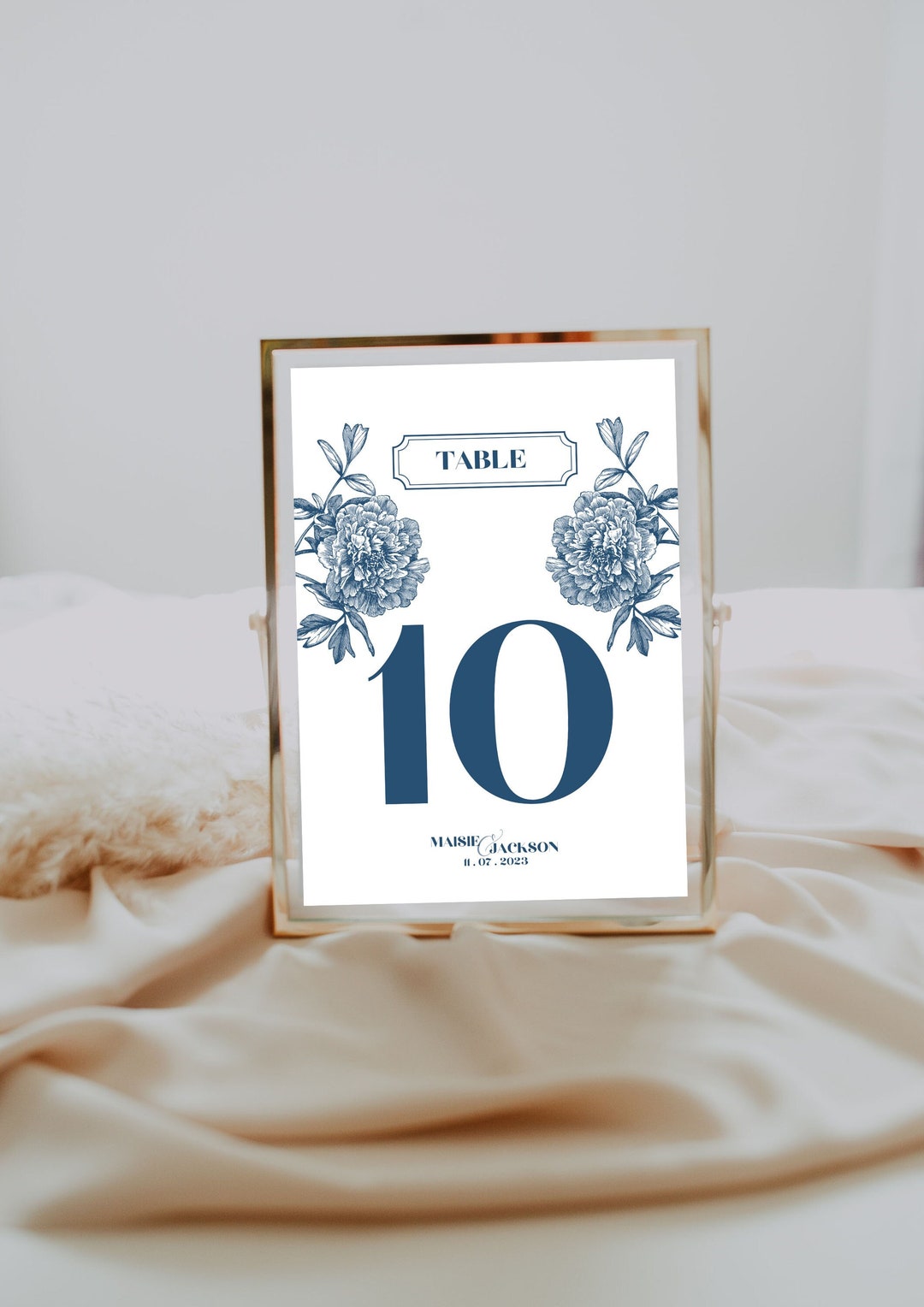 Navy Blue Wedding Table Number Template | Oriental Floral Table Numbers ...