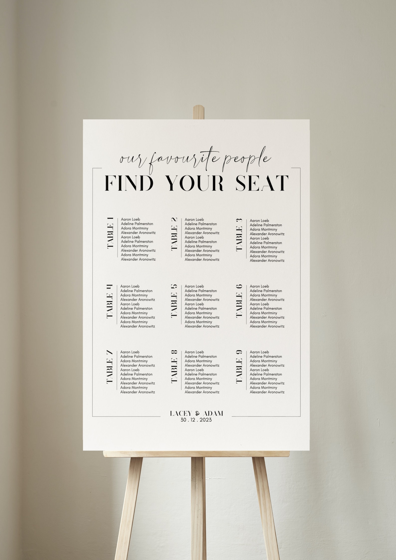 Modern Seating Chart Template | Minimalist Wedding Seating Plan | Guest ...