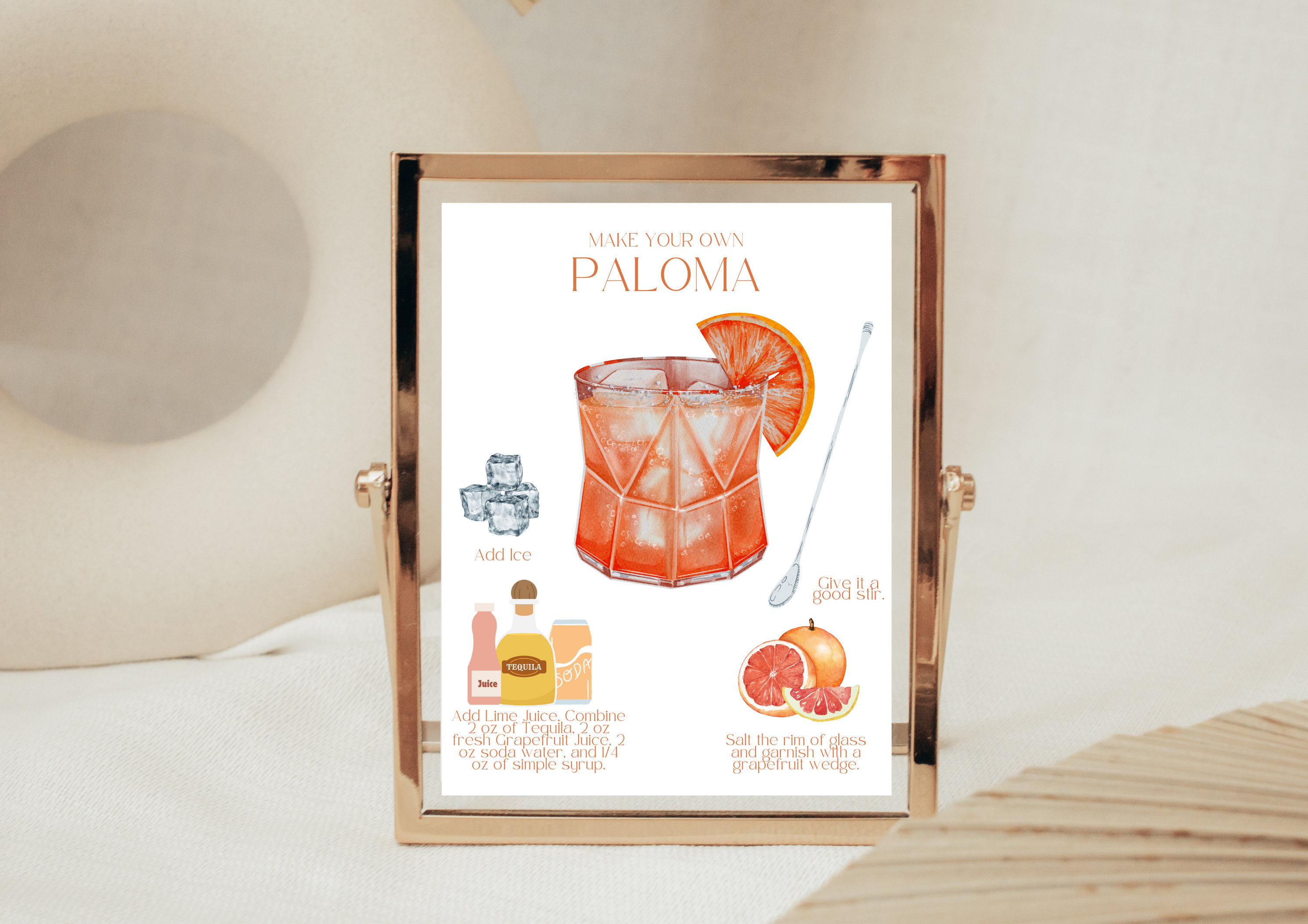 Paloma Bar Sign | Make Your Own Cocktail | Paloma Recipe | Cocktail Bar ...